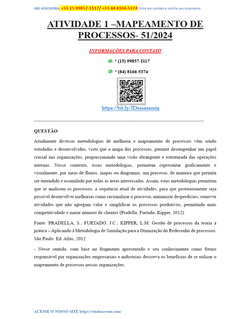 Atividade 1 –Mapeamento de Processos- 51-2024 | PDF