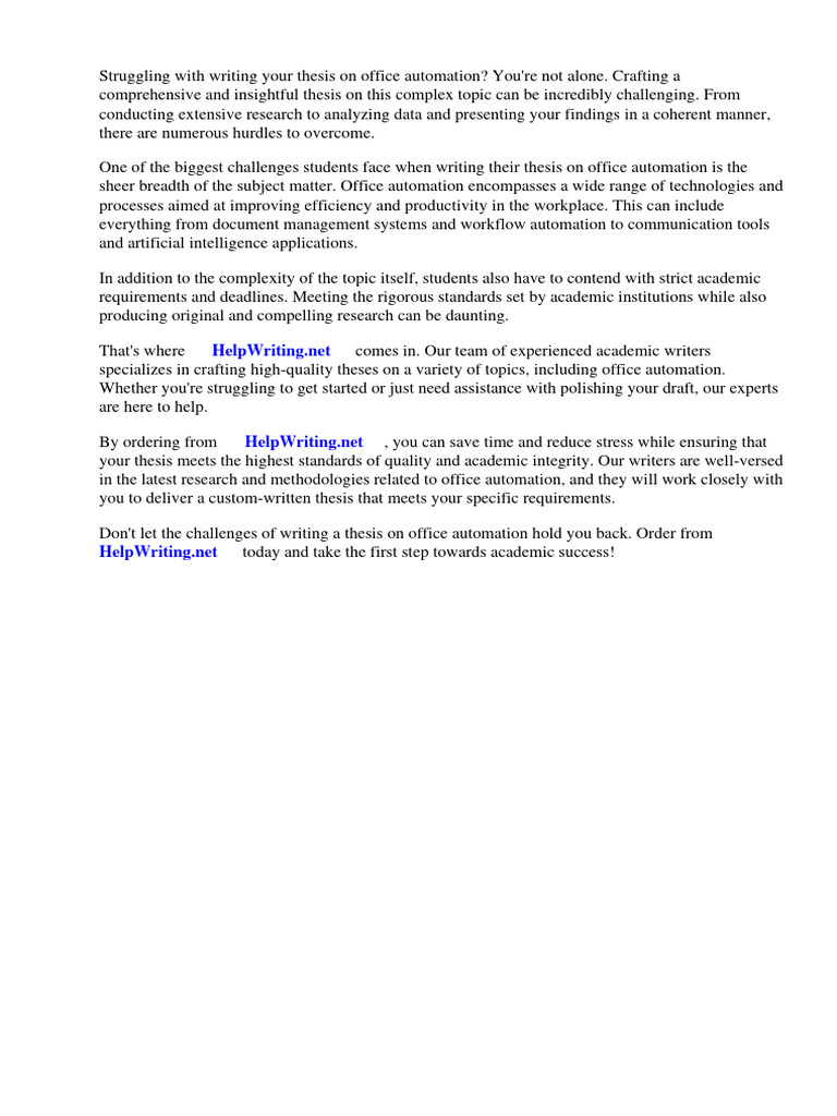 Thesis On Office Automation | PDF | Automation | Artificial Intelligence