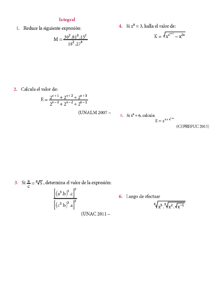 Leyes de Exponentes | PDF