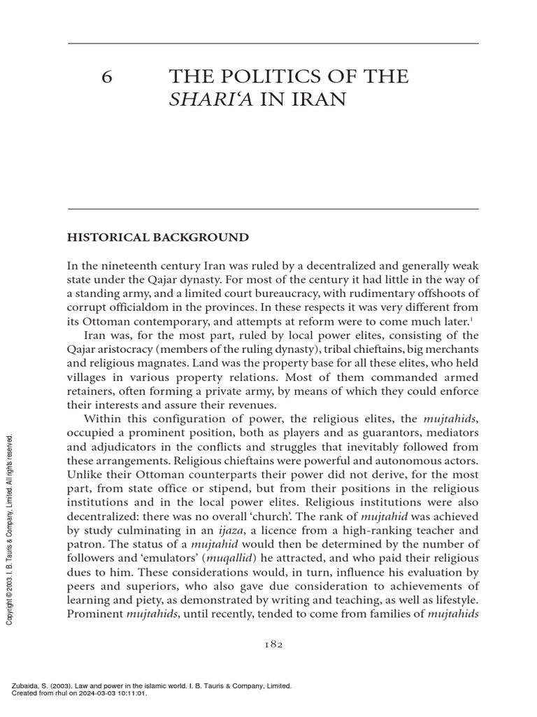 Law and Power in The Islamic World - (The Politics of The Shari'a in ...