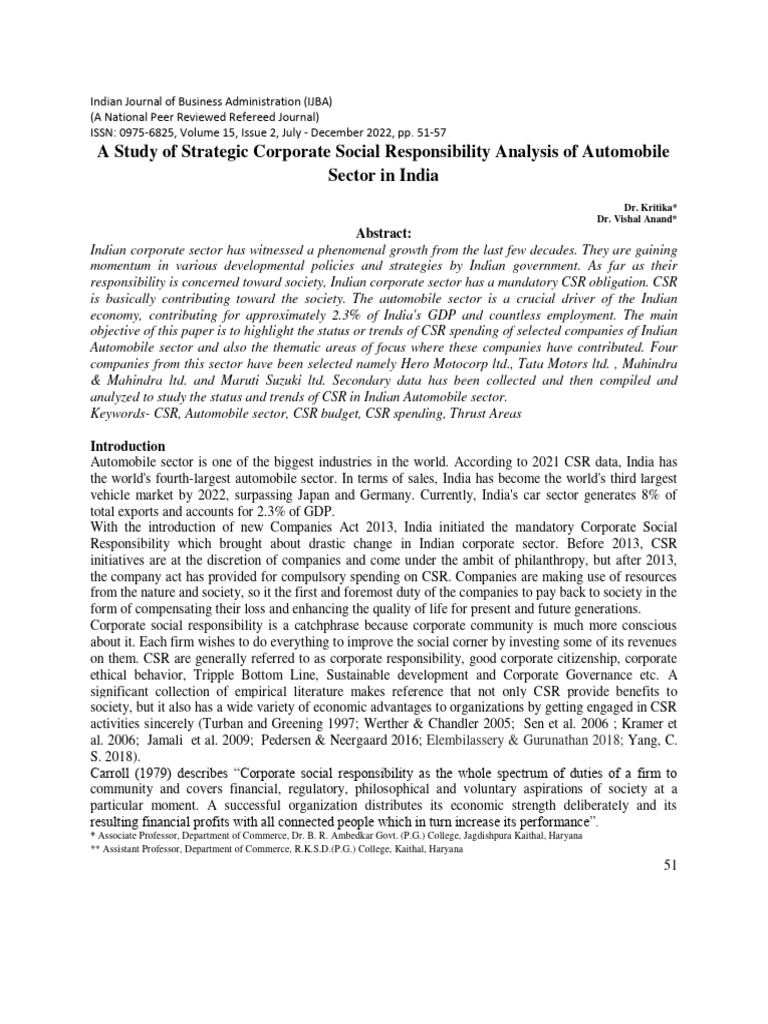 Dr. Kritika & Dr. vishal Anand - A Study of Strategic Corporate Social ...