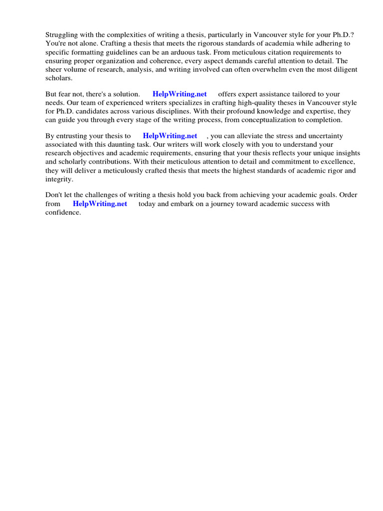 Vancouver Style PHD Thesis | PDF | Citation | Thesis
