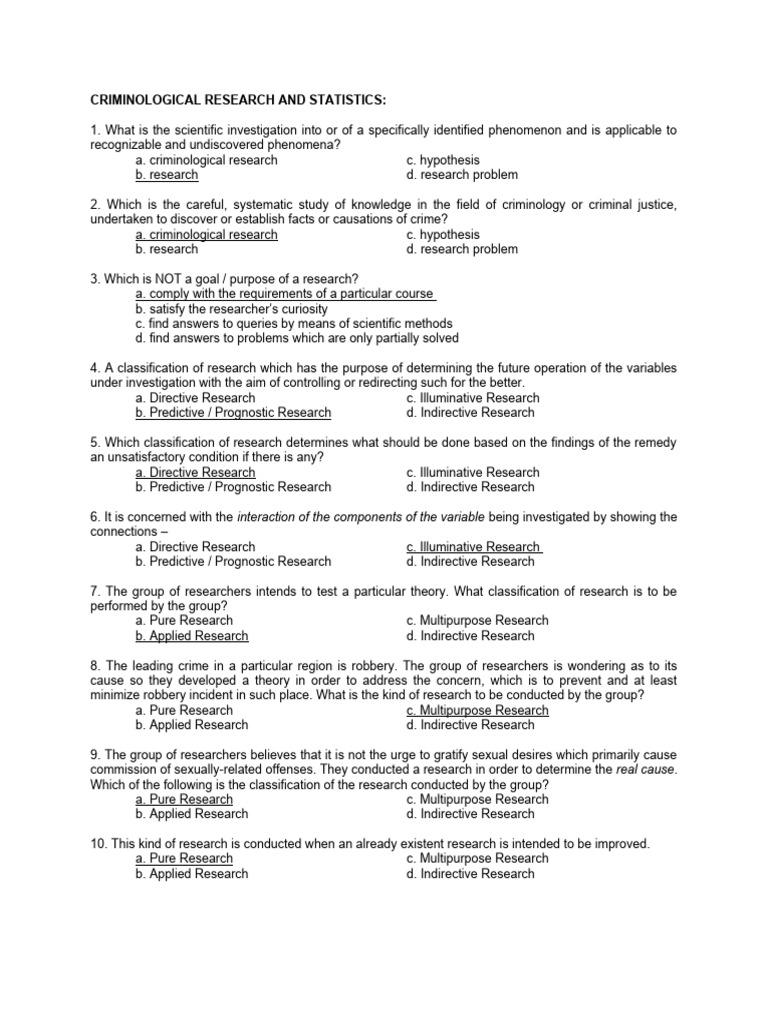 Criminological Research and Statistics | PDF | Statistics | Experiment