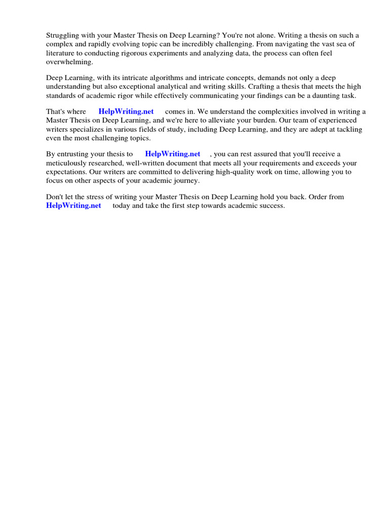 Master Thesis Deep Learning | PDF | Deep Learning | Machine Learning Master Thesis Deep Learning | PDF | Deep Learning | Machine Learning