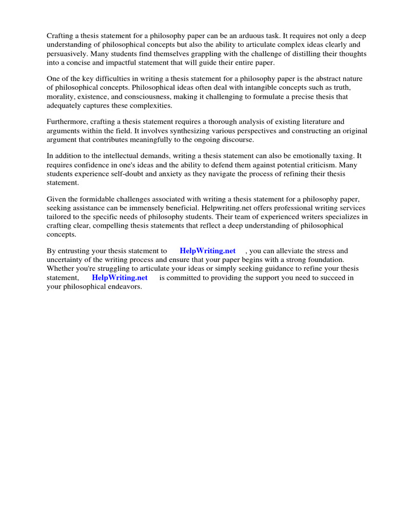 Thesis Statement Examples For Philosophy Papers | Download Free PDF ...