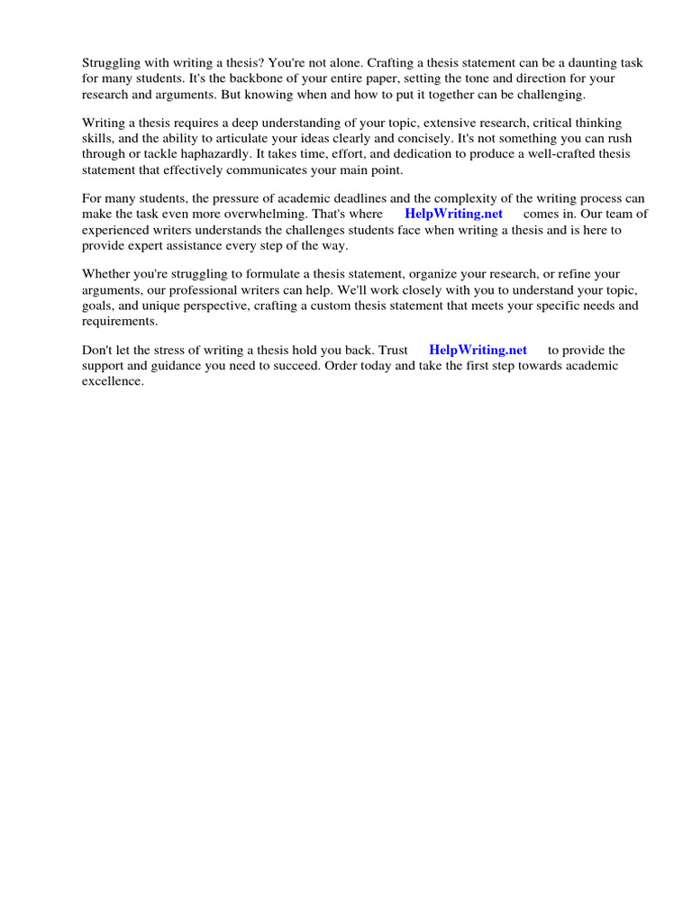 When Do You Put in Your Thesis Statement | PDF | Essays | Thesis