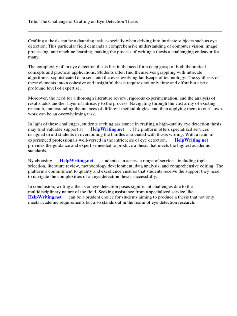 Eye Detection Thesis | PDF | Human Eye | Vision