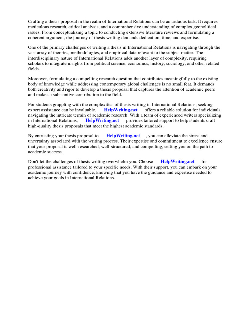 Sample Thesis Proposal International Relations | PDF | Thesis | Methodology