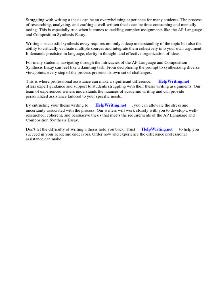 How To Write AP Language and Composition Synthesis Essay | PDF | Essays ...