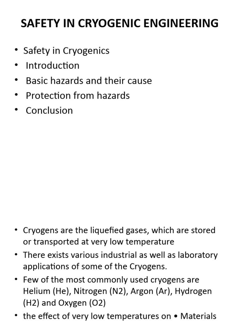 Safety in Cryogenic Engineering | PDF | Cryogenics | Oxygen