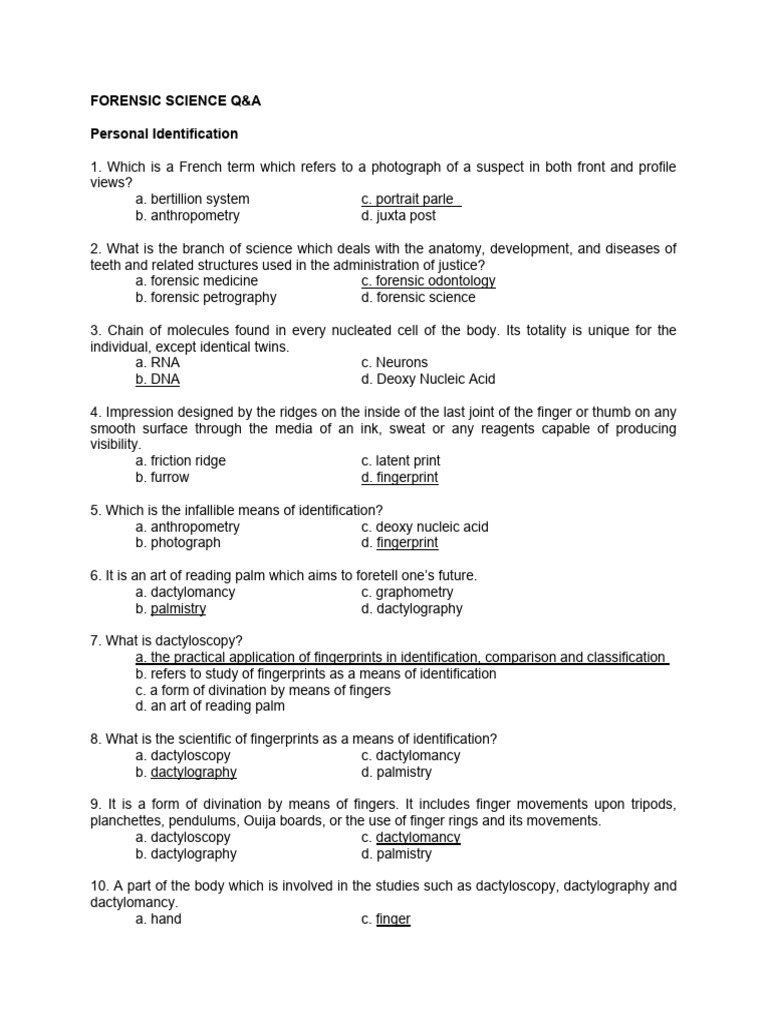 FORENSIC SCIENCE Final Coaching | PDF | Fingerprint | Skin