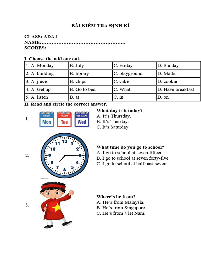 BÀI KIỂM TRA ĐỊNH KÌ ADA4 | PDF | Language Arts & Discipline
