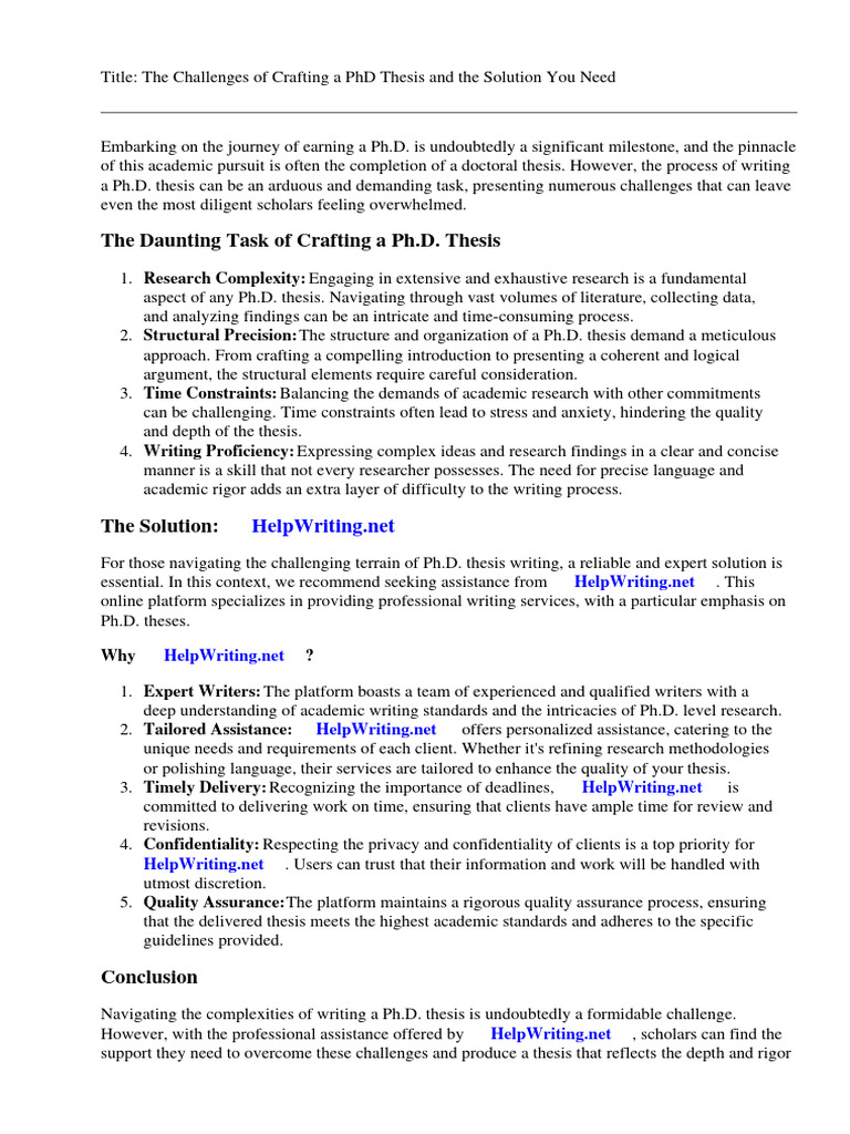 PhD Thesis Writing Solutions | PDF | Thesis | Vedas