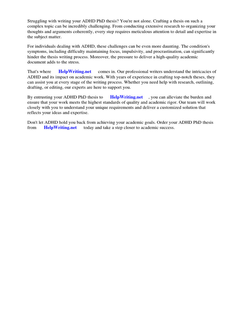 Adhd PHD Thesis | PDF | Attention Deficit Hyperactivity Disorder ...