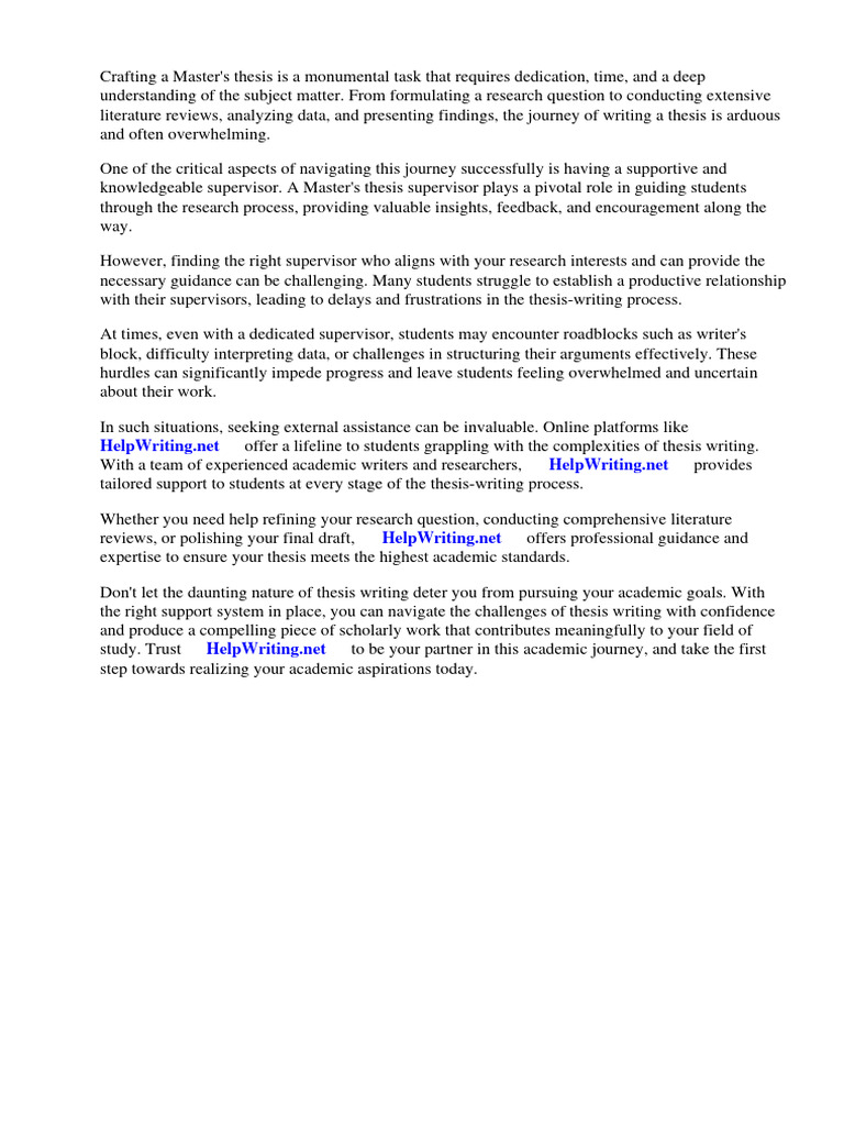 Master's Thesis Writing Guide | PDF | Thesis | Methodology