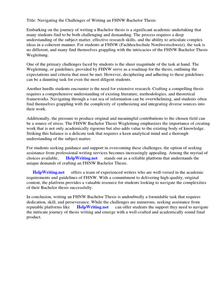 FHNW Bachelor Thesis Wegleitung | PDF | Rendering (Computer Graphics) | Thesis