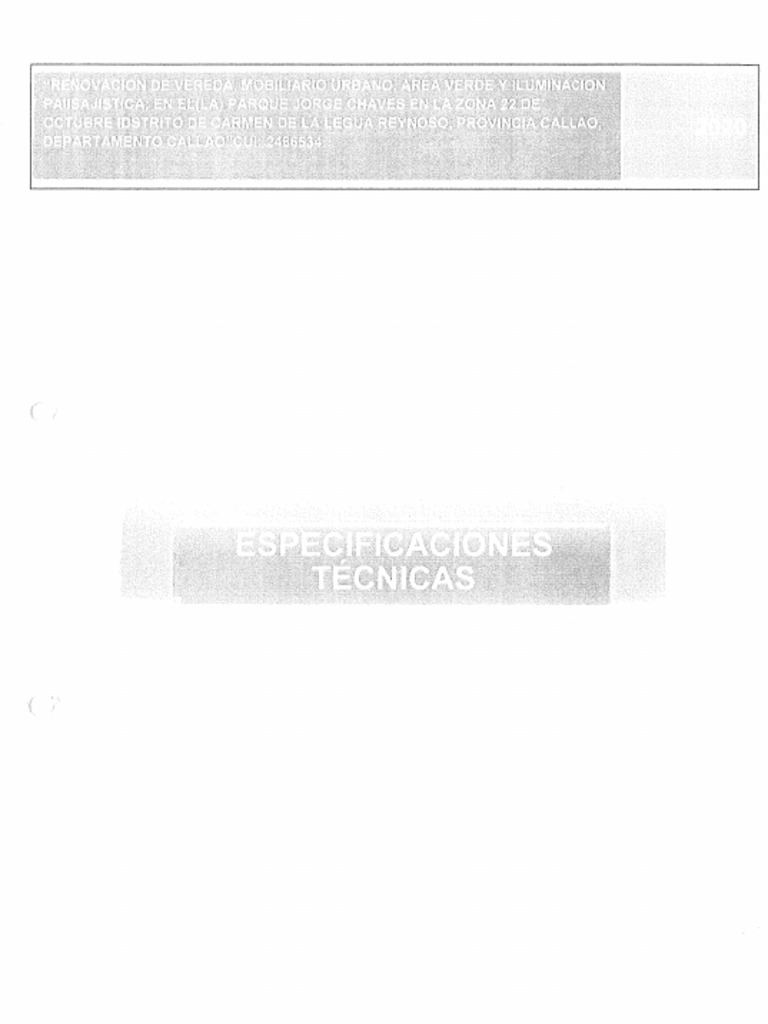 Especificaciones Tecnicas - Jorge Chavez | PDF