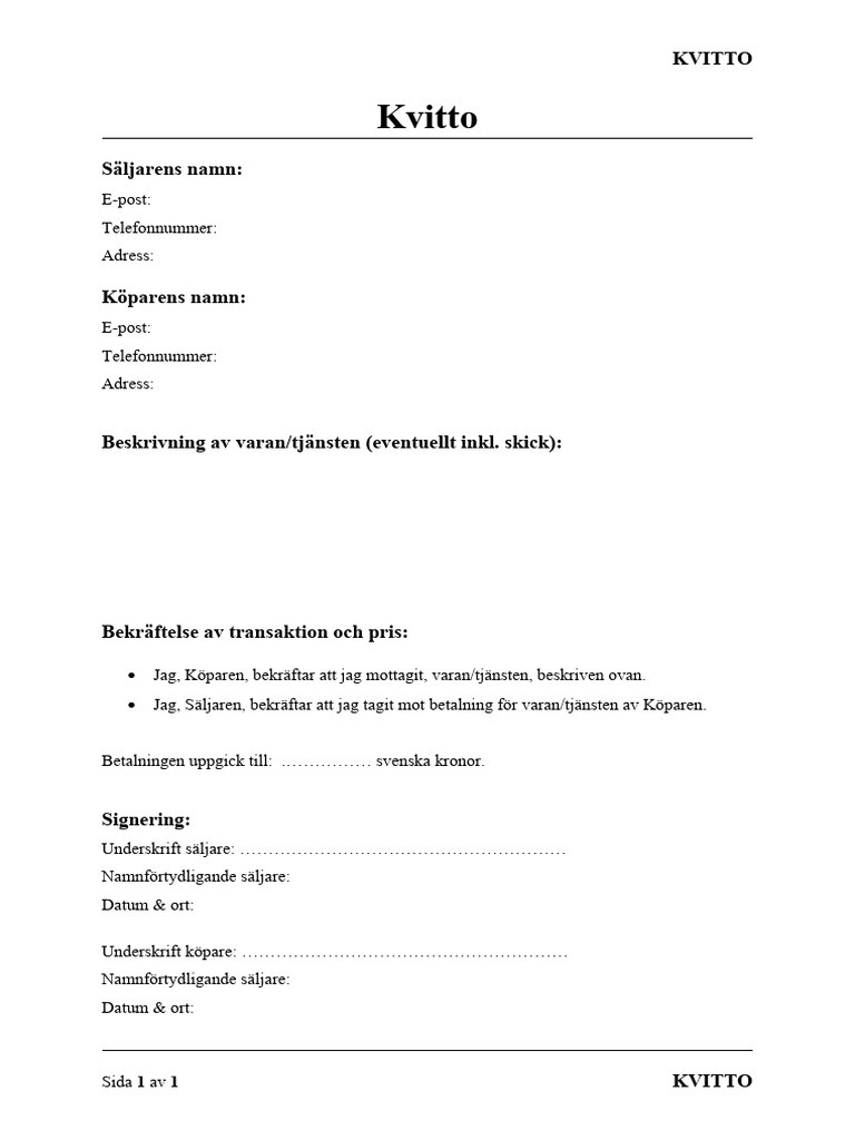 Kvitto Mall (1) | PDF