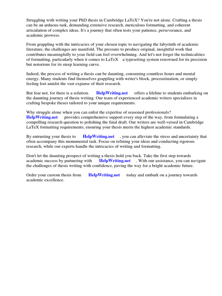 PHD Thesis Cambridge Latex | PDF | Thesis | Te X