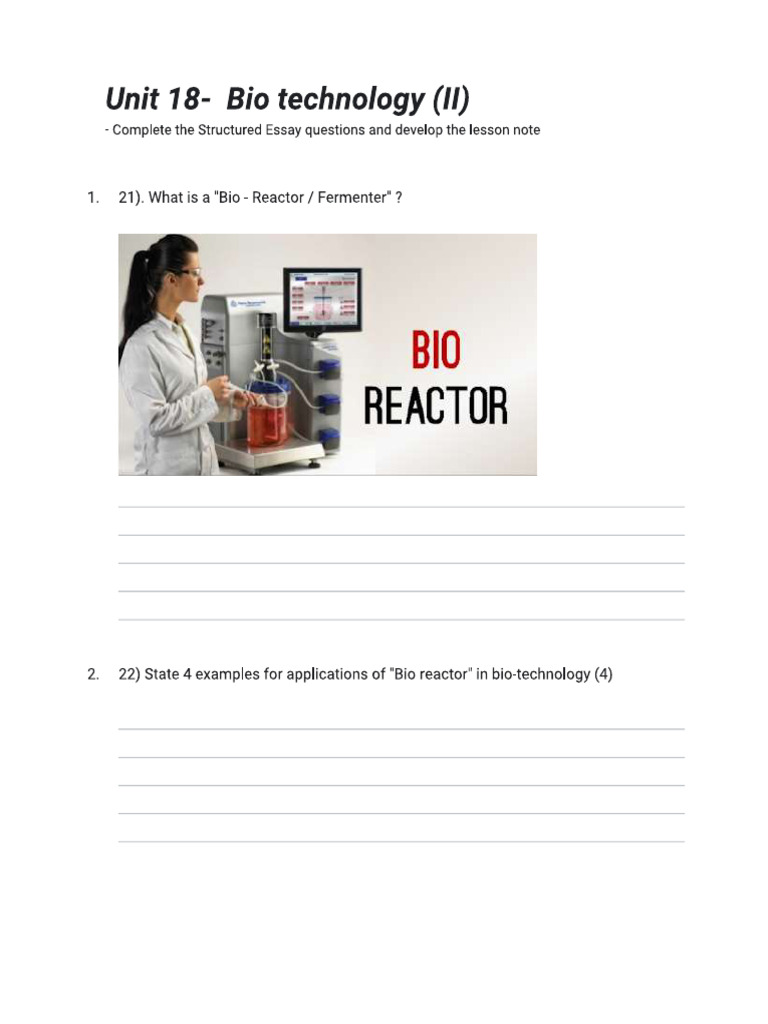 Bio Technology - Tute 02 | PDF