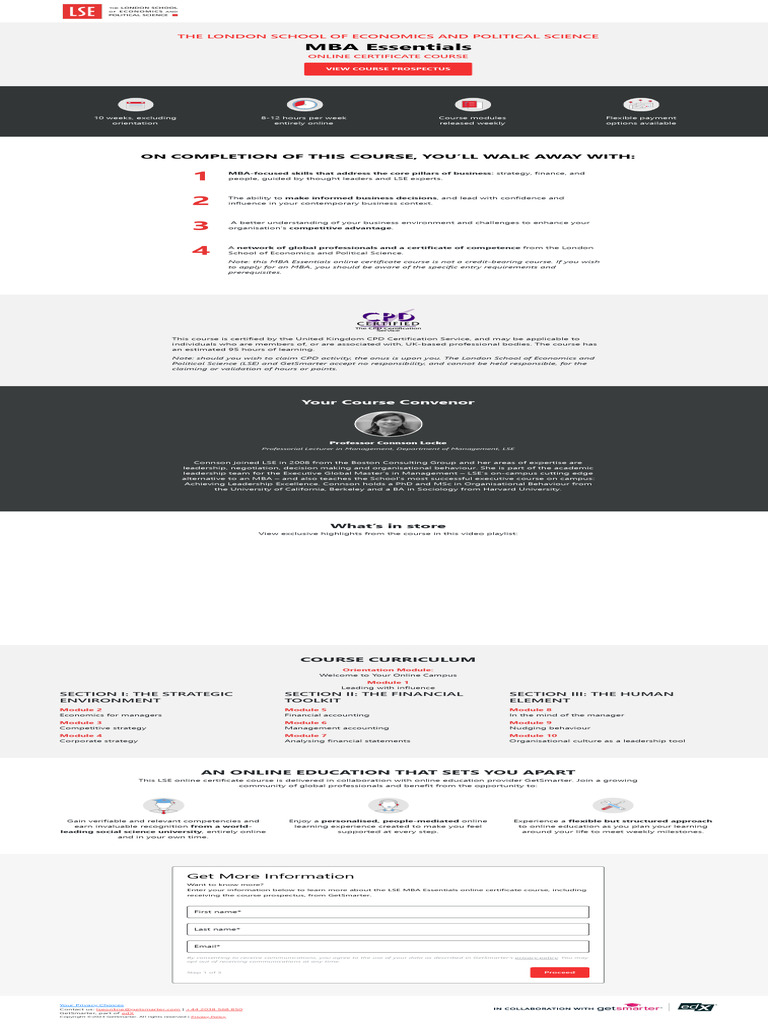 LSE MBA Essentials Online Certificate Course - GetSmarter | PDF | London School Of Economics ...