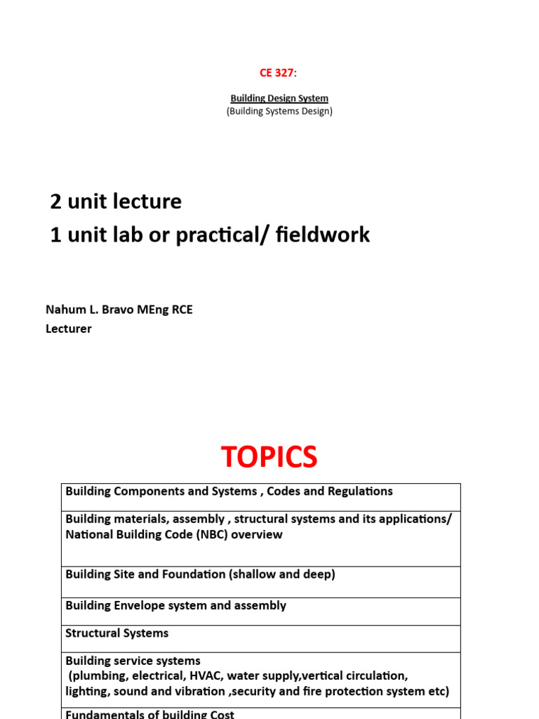 BDS PPT Lecture 1 | PDF | Structural Load | Building