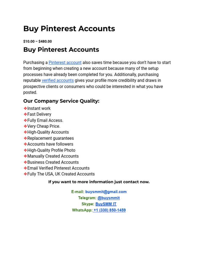 Buy Pinterest Accounts | PDF | Career & Growth | Business