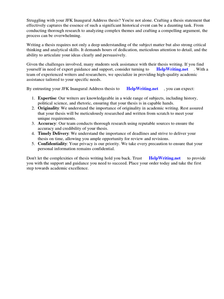 Thesis Help for JFK Inaugural Address | PDF | John F. Kennedy | Expert
