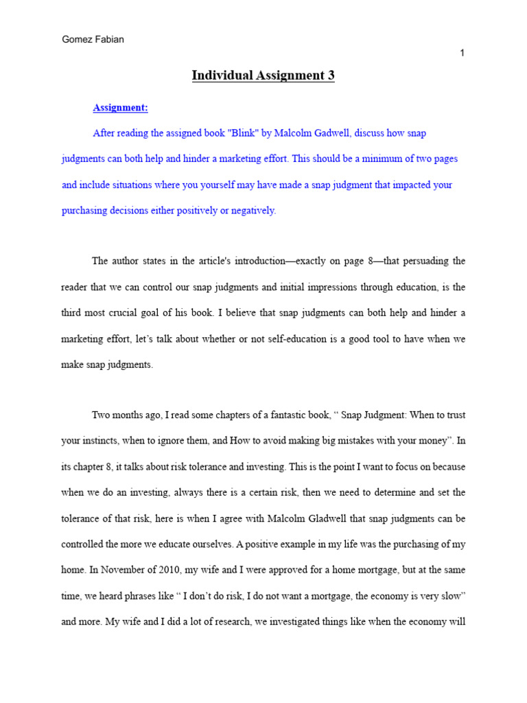 Individual Assignment 3 | PDF