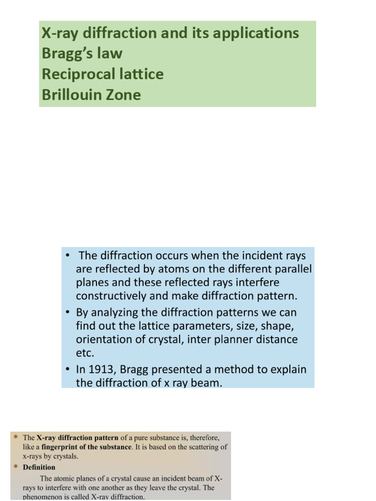 X Ray Diff Reciprocal Lattice | PDF