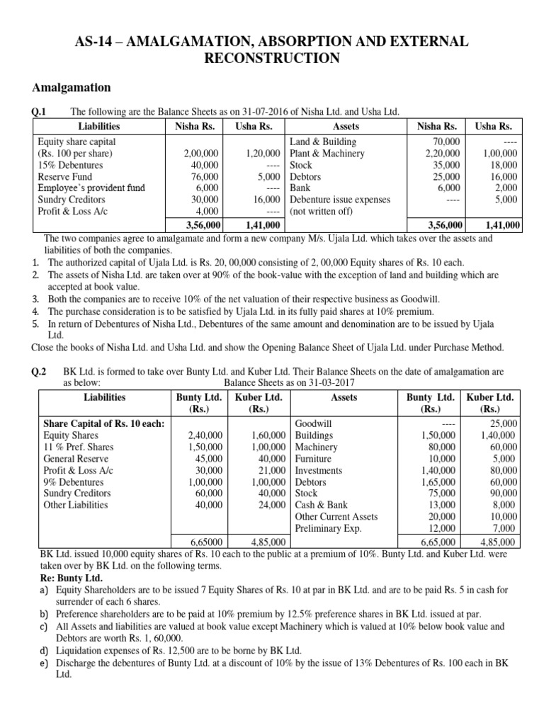 Fa - 6 Amalgamation & LLP | PDF | Book Value | Equity (Finance)