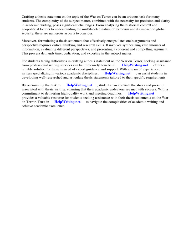 Thesis Statement War On Terror | PDF | Essays | Reason
