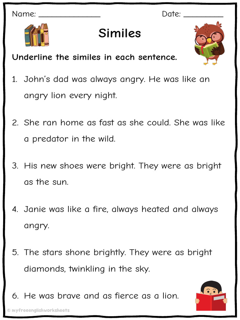 Simile-worksheet-2-Underline-the-Simile | PDF
