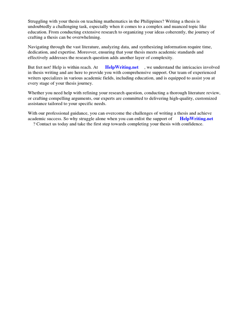 Thesis Help for Math Education in Philippines | PDF | Thesis | Essays