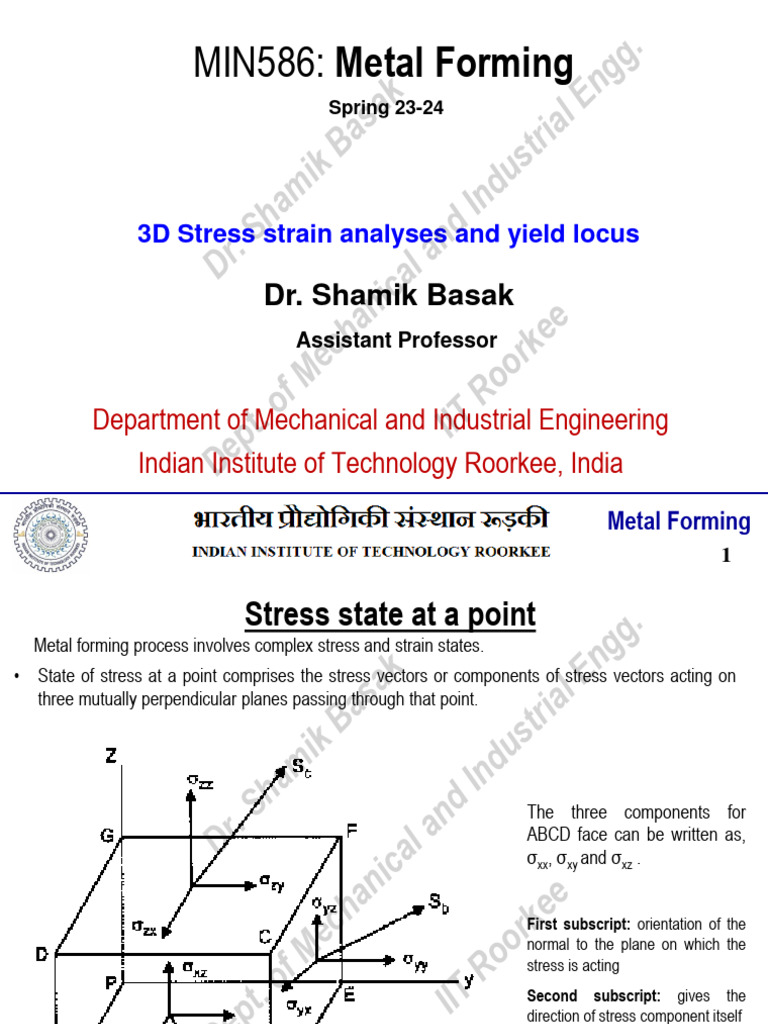 Metal Forming Lecture 2 | PDF | Stress (Mechanics) | Mechanical Engineering