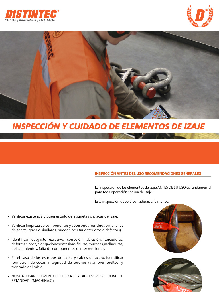 Inspeccion y Cuidado de Elementos de Izaje | PDF | Acero | Deformación (ingeniería)