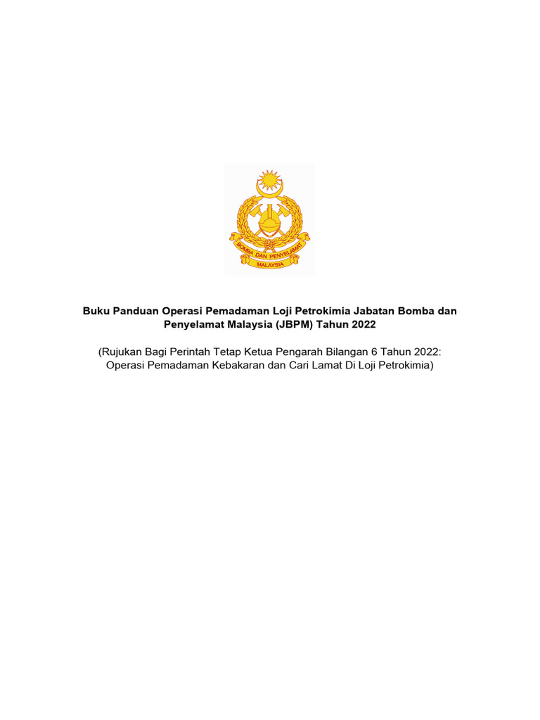 Buku Panduan Operasi Pemadaman Loji Petrokimia JBPM Tahun 2022 | PDF