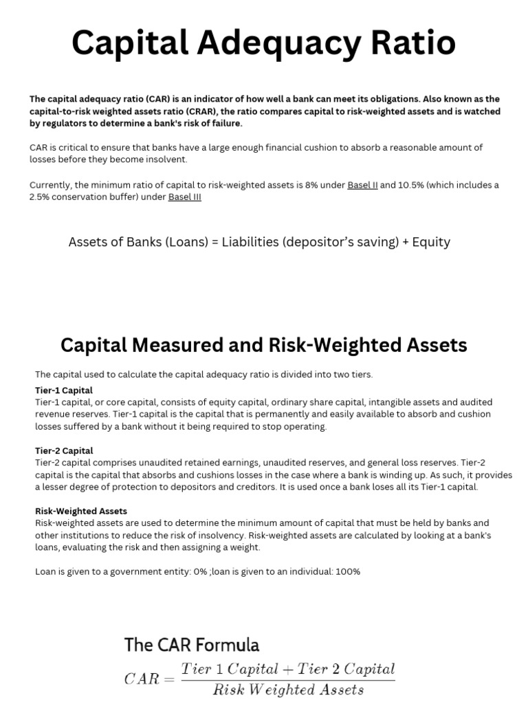 Capital Adequacy Ratio | PDF | Capital Adequacy Ratio | Capital Requirement