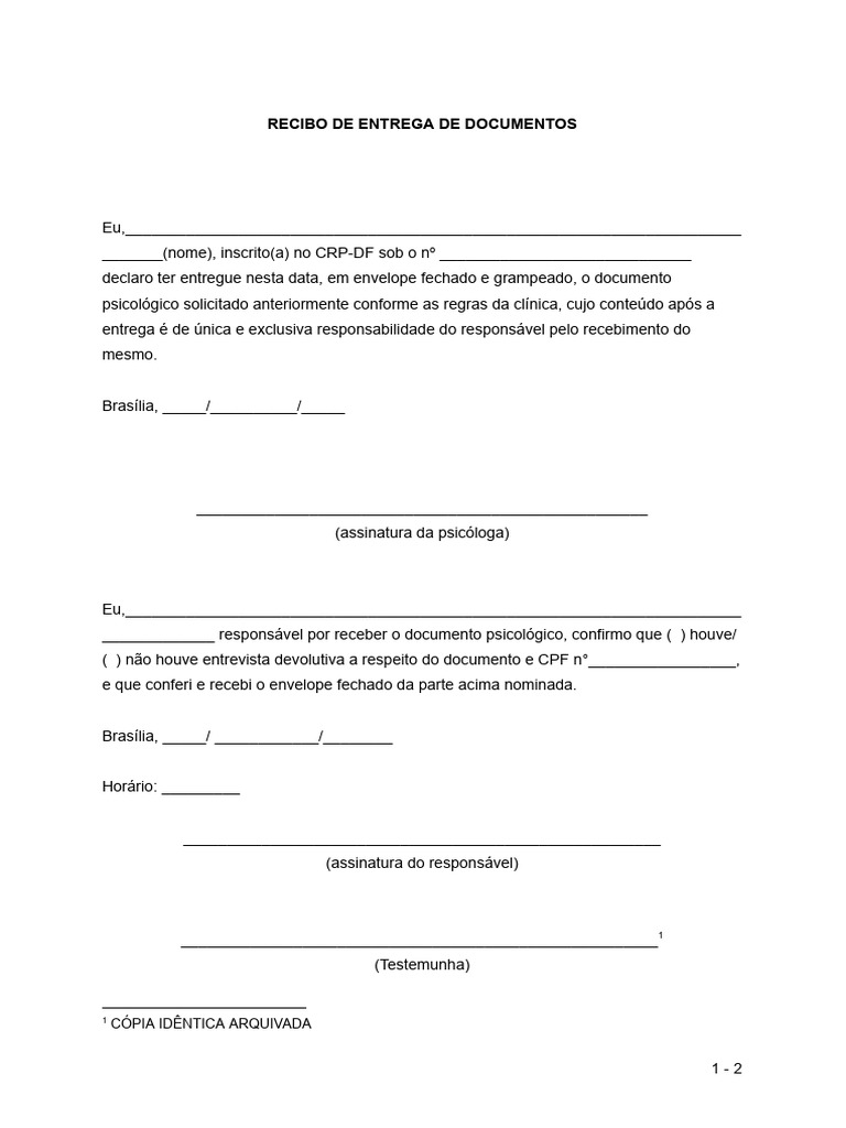 Recibo de Entrega de Relatório | PDF