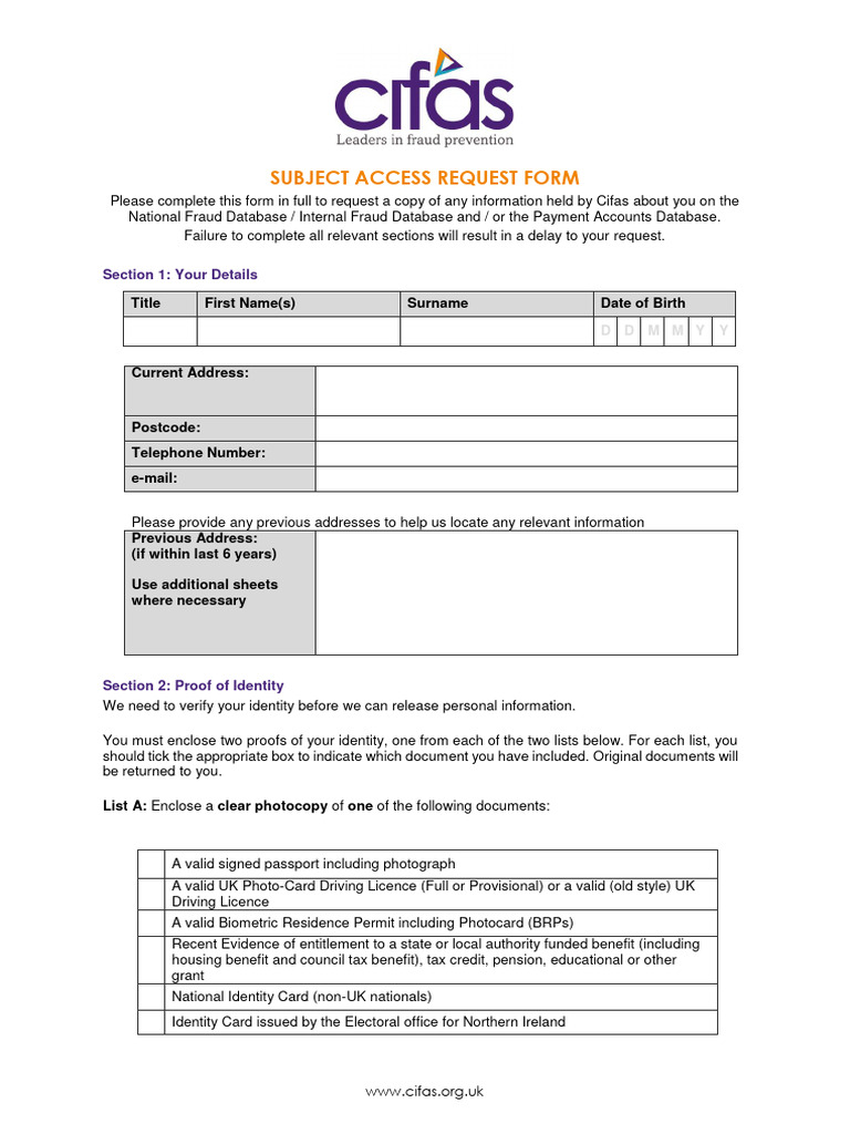 External-Subject Access Request Form | PDF | Identity Document | Government