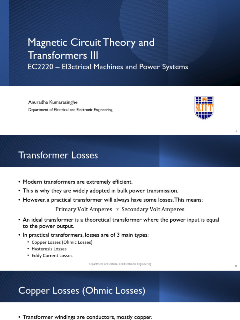 Magnetic Circuit Theory and Transformers III | PDF | Transformer | Inductor