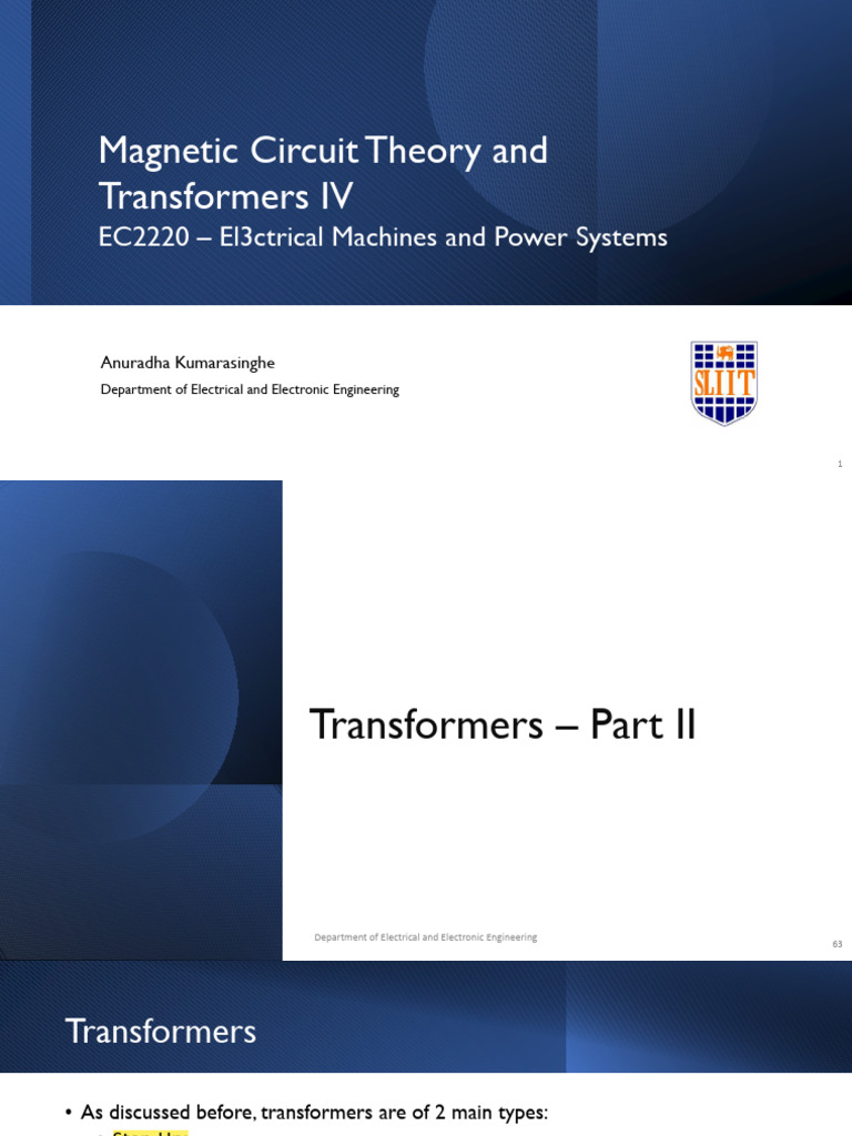 Magnetic Circuit Theory and Transformers IV | PDF | Transformer | Metrology