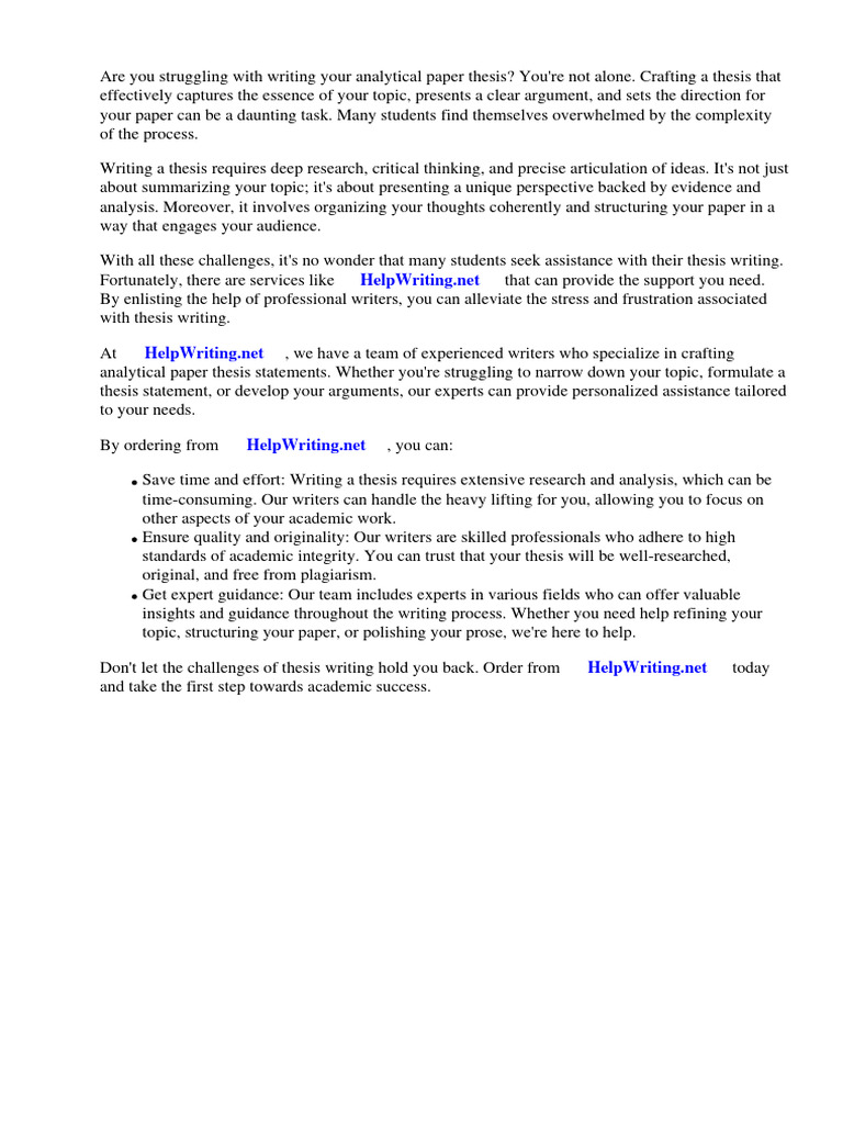 Analytical Paper Thesis Examples | PDF | Essays | Critical Thinking