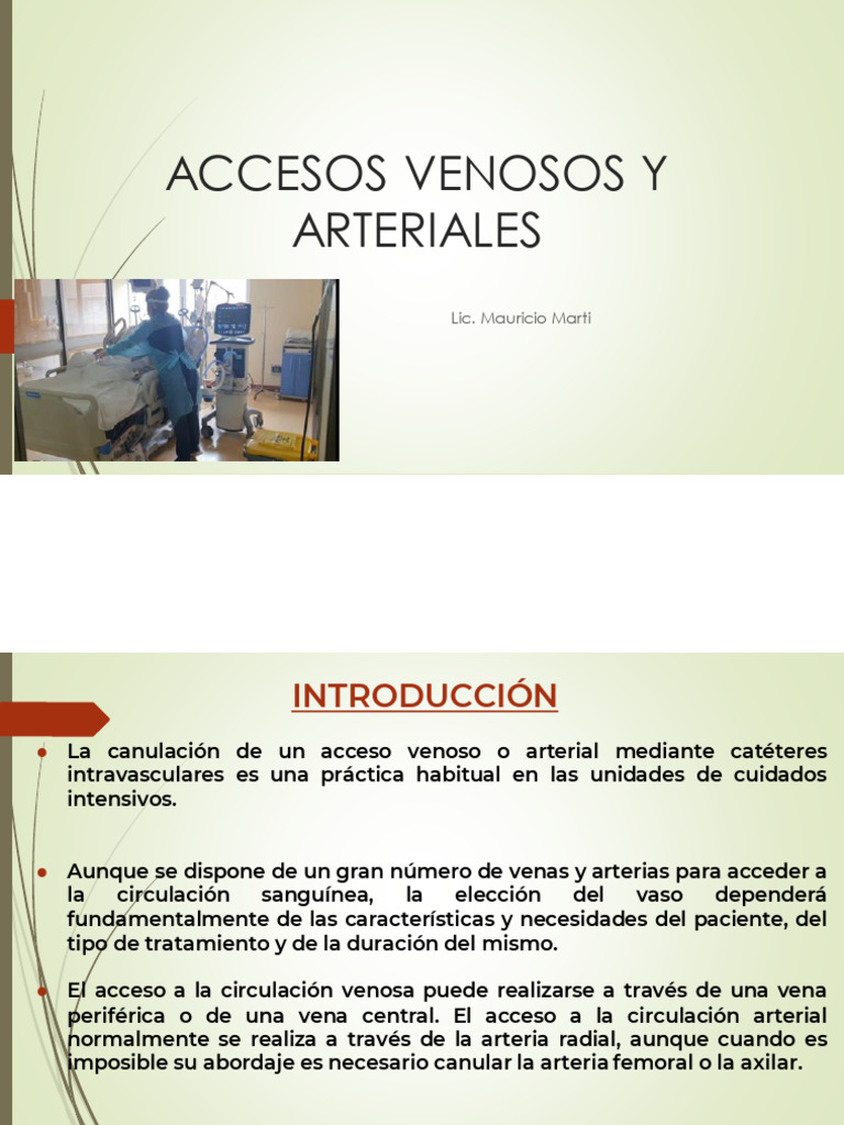 Accesos Venosos y Arteriales | PDF | Medicina CLINICA | Especialidades Medicas