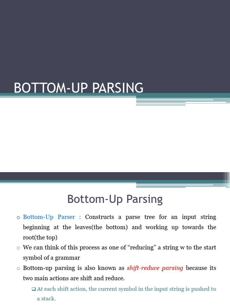 BottomUp Shift Reduce Parser | PDF | Parsing | Computer Programming