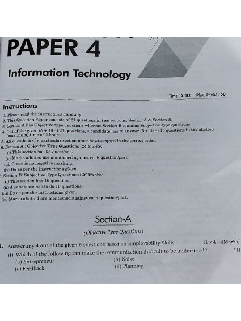 IT Sample Paper 4 | PDF