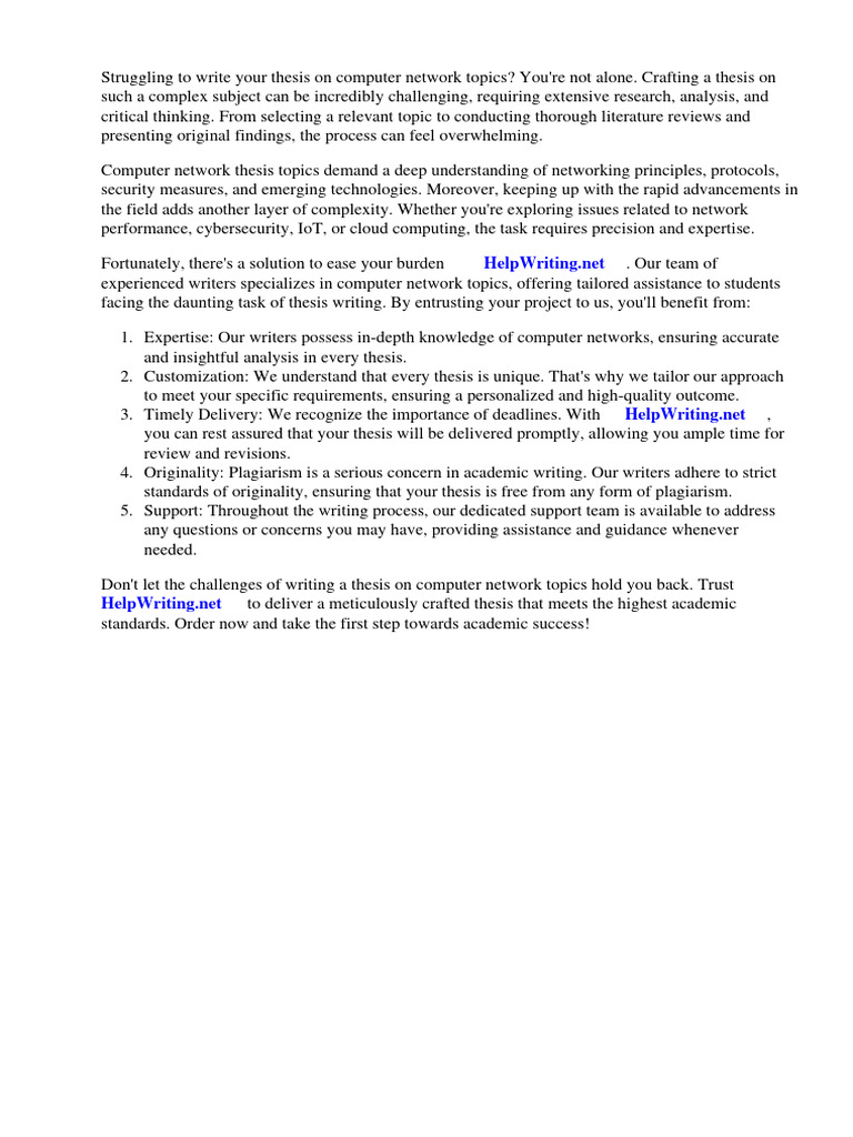 Computer Network Thesis Topics | PDF | Thesis | Computer Network