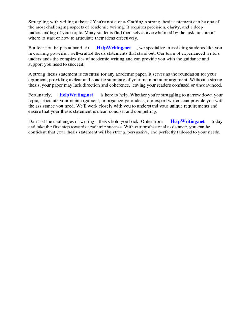 Examples of Strong Thesis Statements | PDF | Essays | Thesis