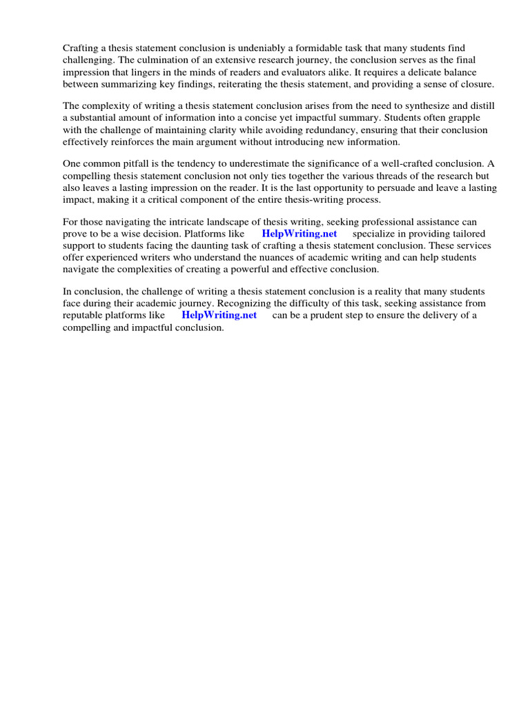Thesis Statement Conclusion Example | PDF | Essays | Thesis
