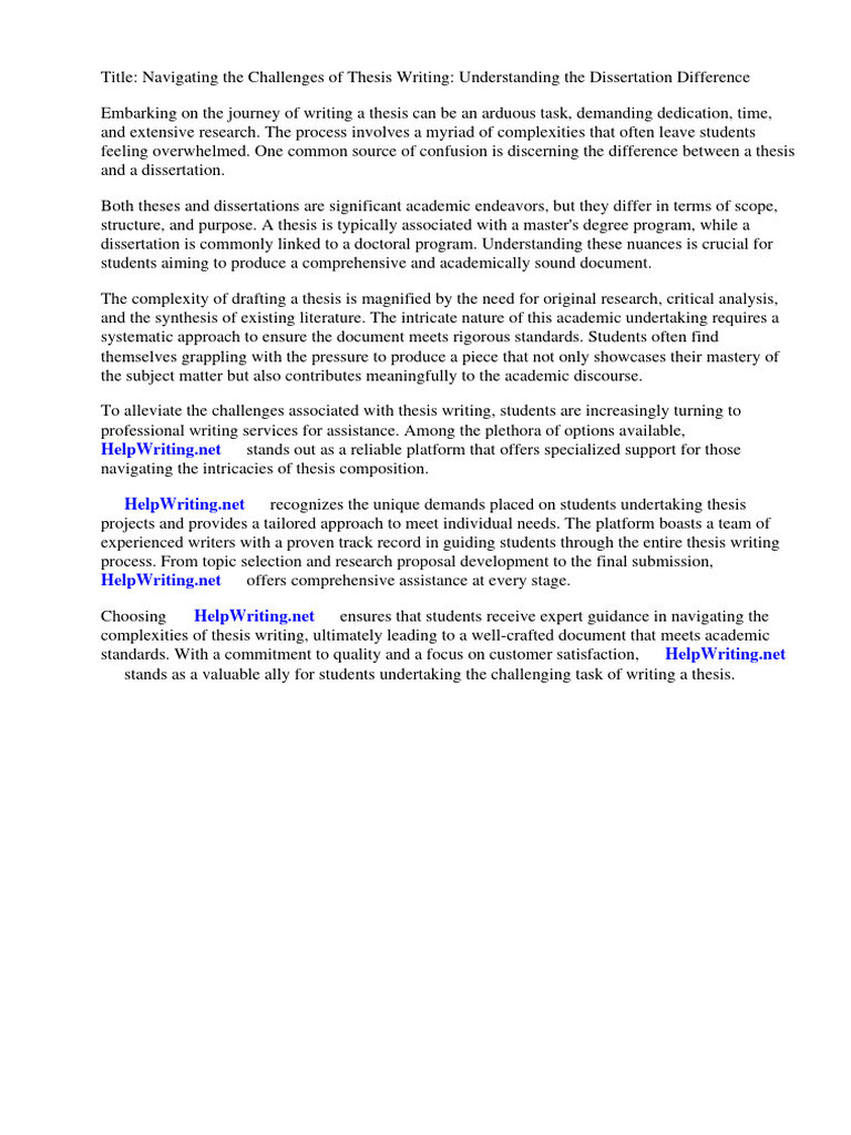 Thesis Dissertation Difference Between Two | PDF | Thesis | Doctor Of Philosophy